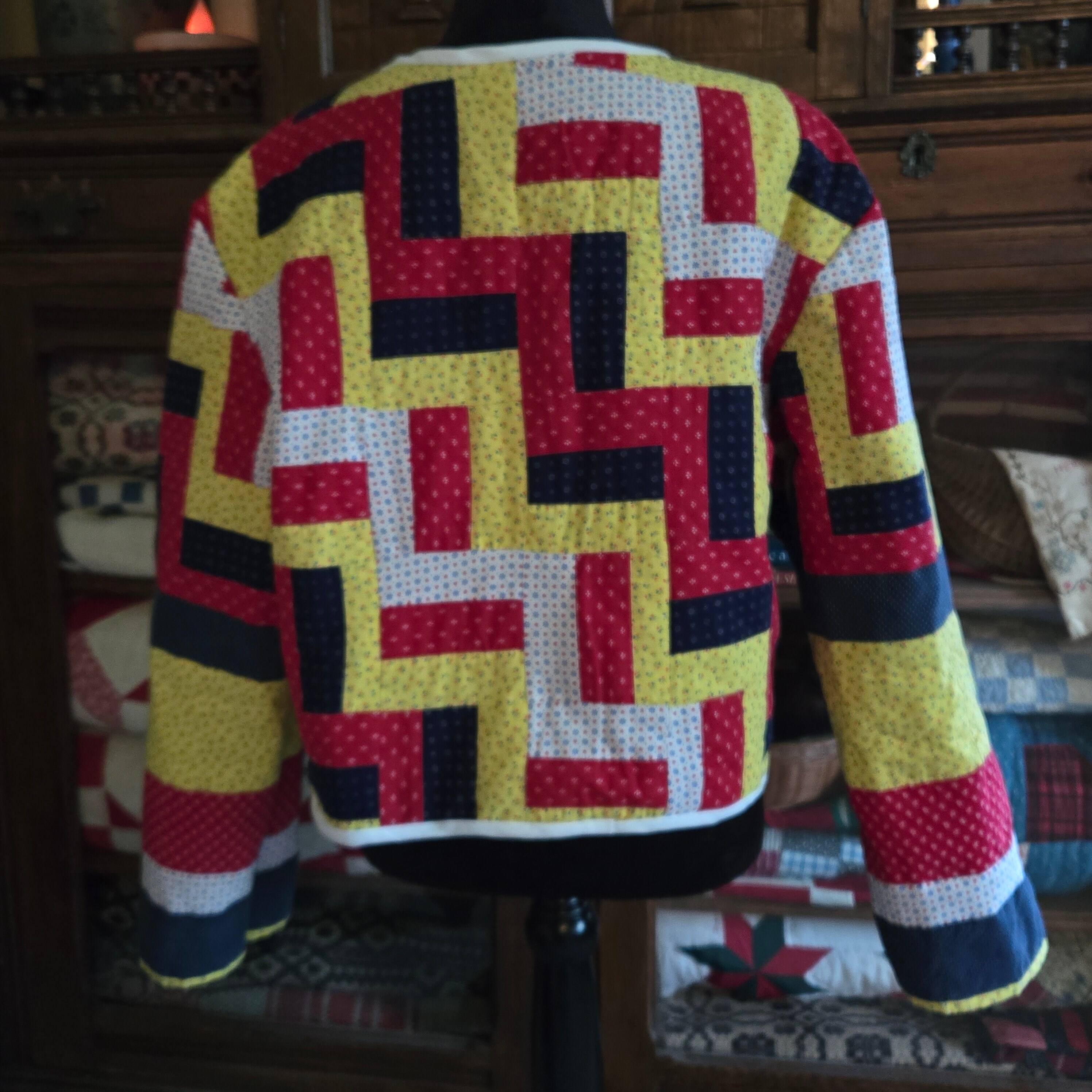Quilted Jacket Ladies Amish Quilt Log Cabin Variation - Etsy