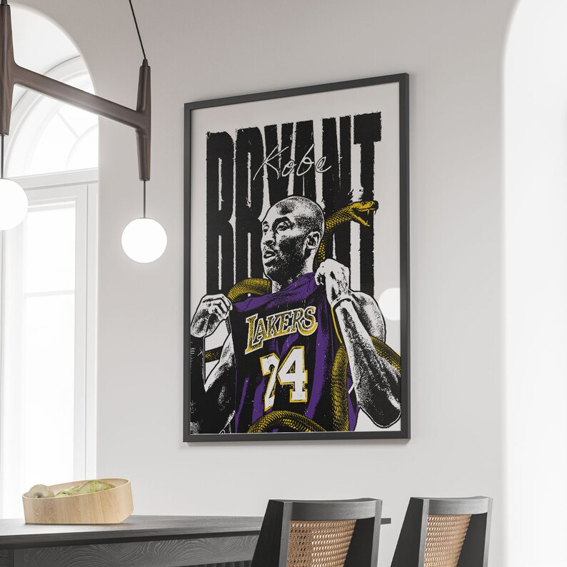 Kobe Bryant Poster LA Lakers Poster NBA Poster Lakers Poster Black ...