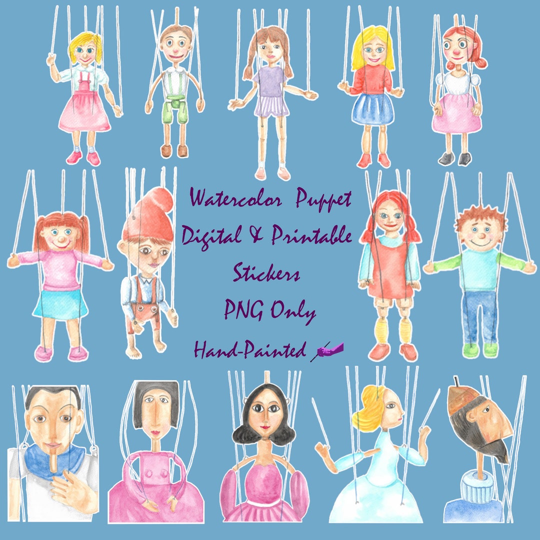 Puppet Digital&printable Stickers Png, Setof14, Toy Stickers, Print and ...