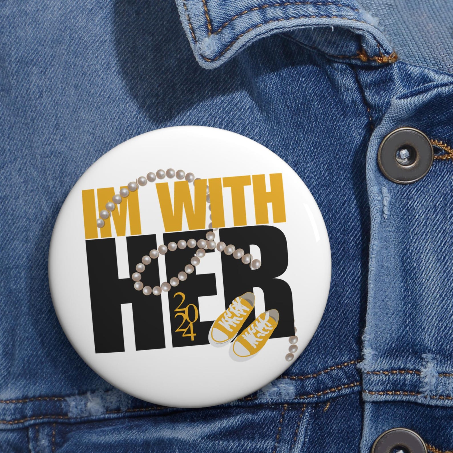 I'm With Her Gold Custom Pin Buttons - Etsy