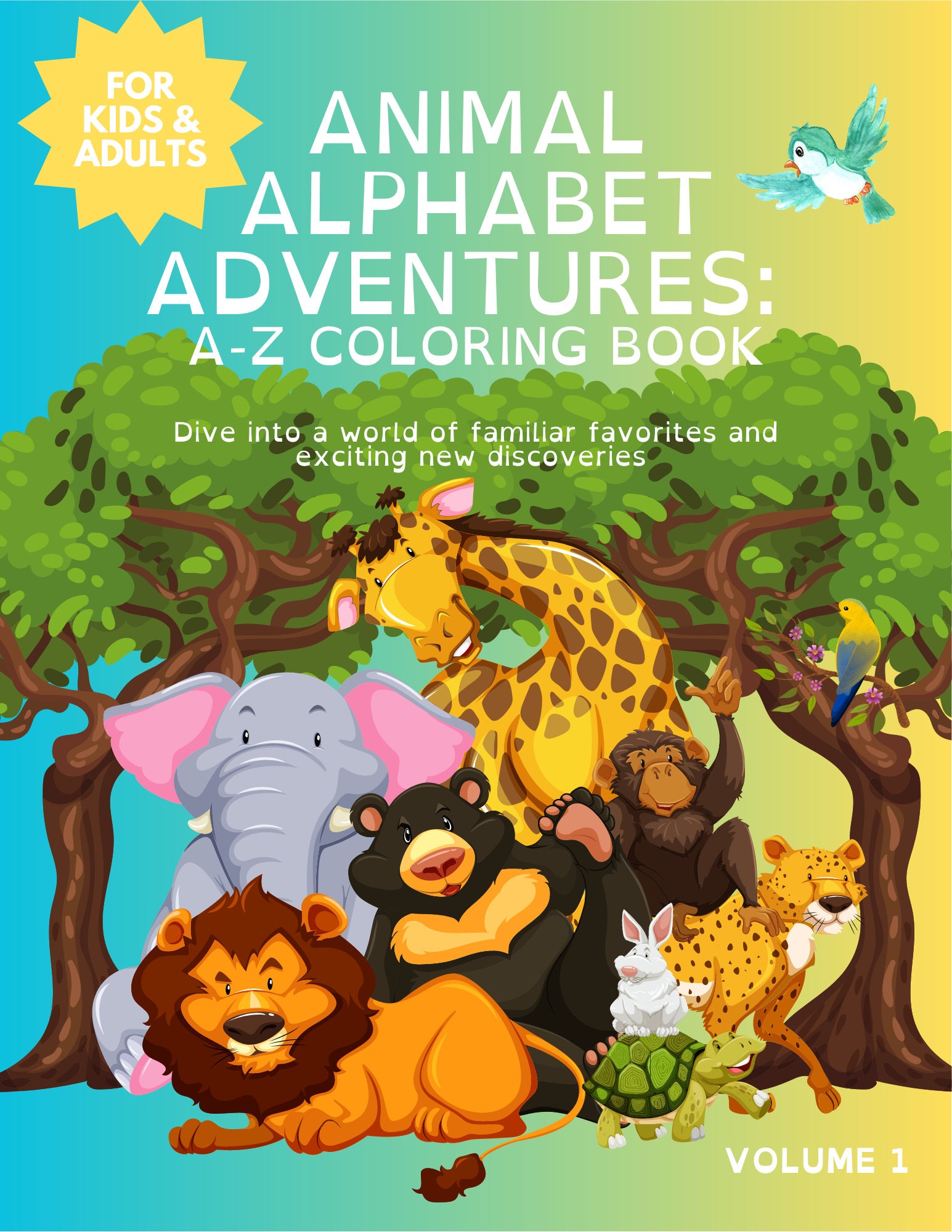 Animal Alphabet Adventures A-Z Coloring Book Digital Version - Etsy