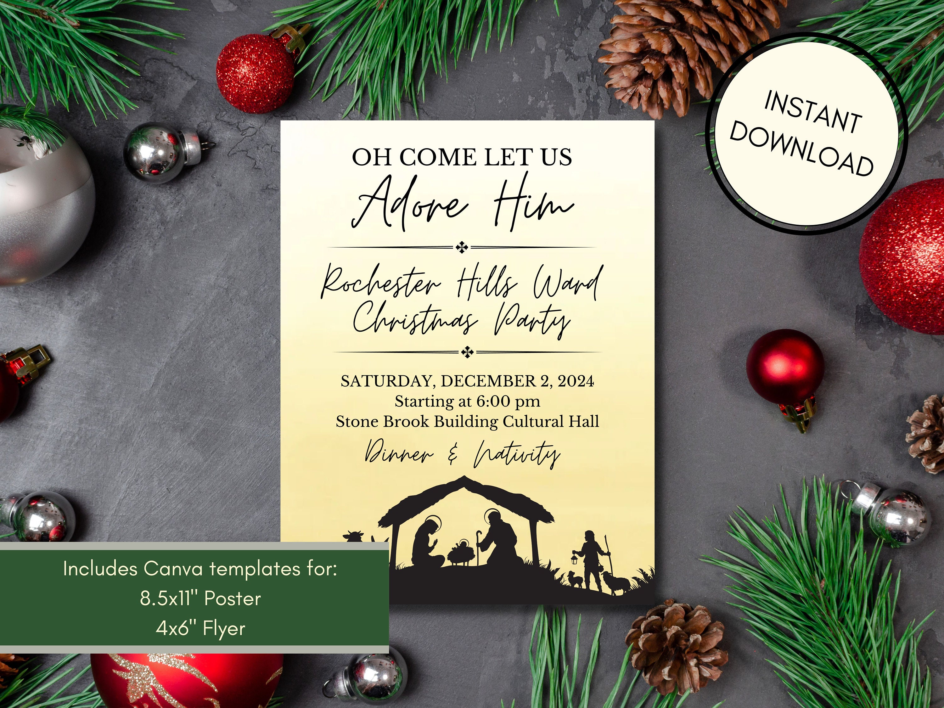Editable Religious Christmas Party Invitation and Poster, Nativity ...