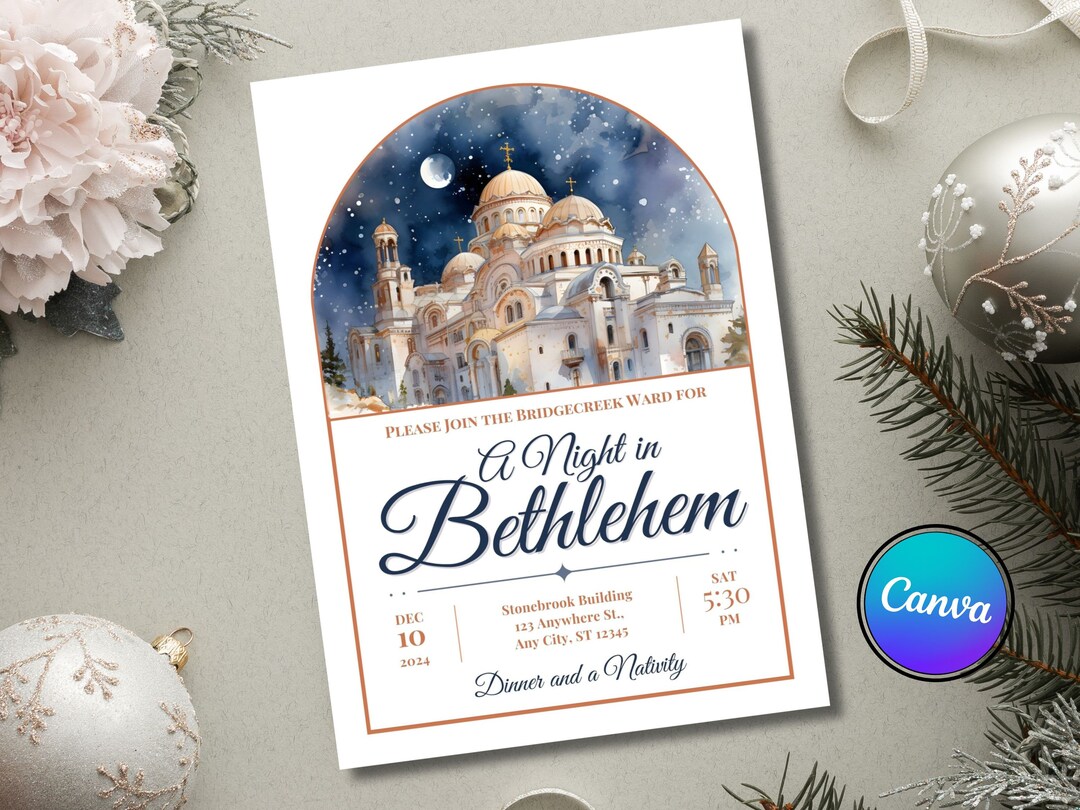A Night in Bethlehem - Editable Religious Christmas Invitation and ...