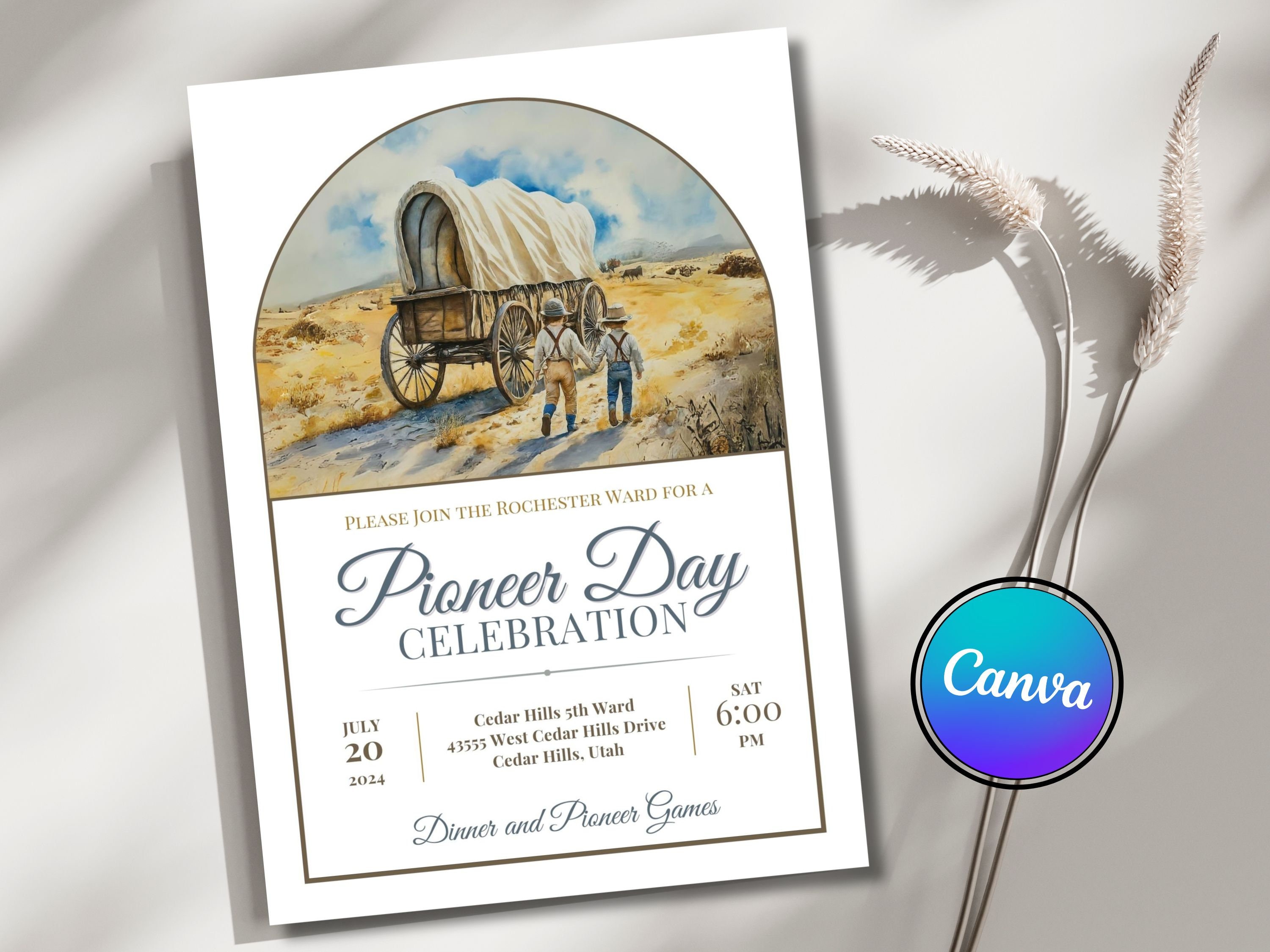 Editable Pioneer Day Invitation and Poster, Simple Canva Template ...