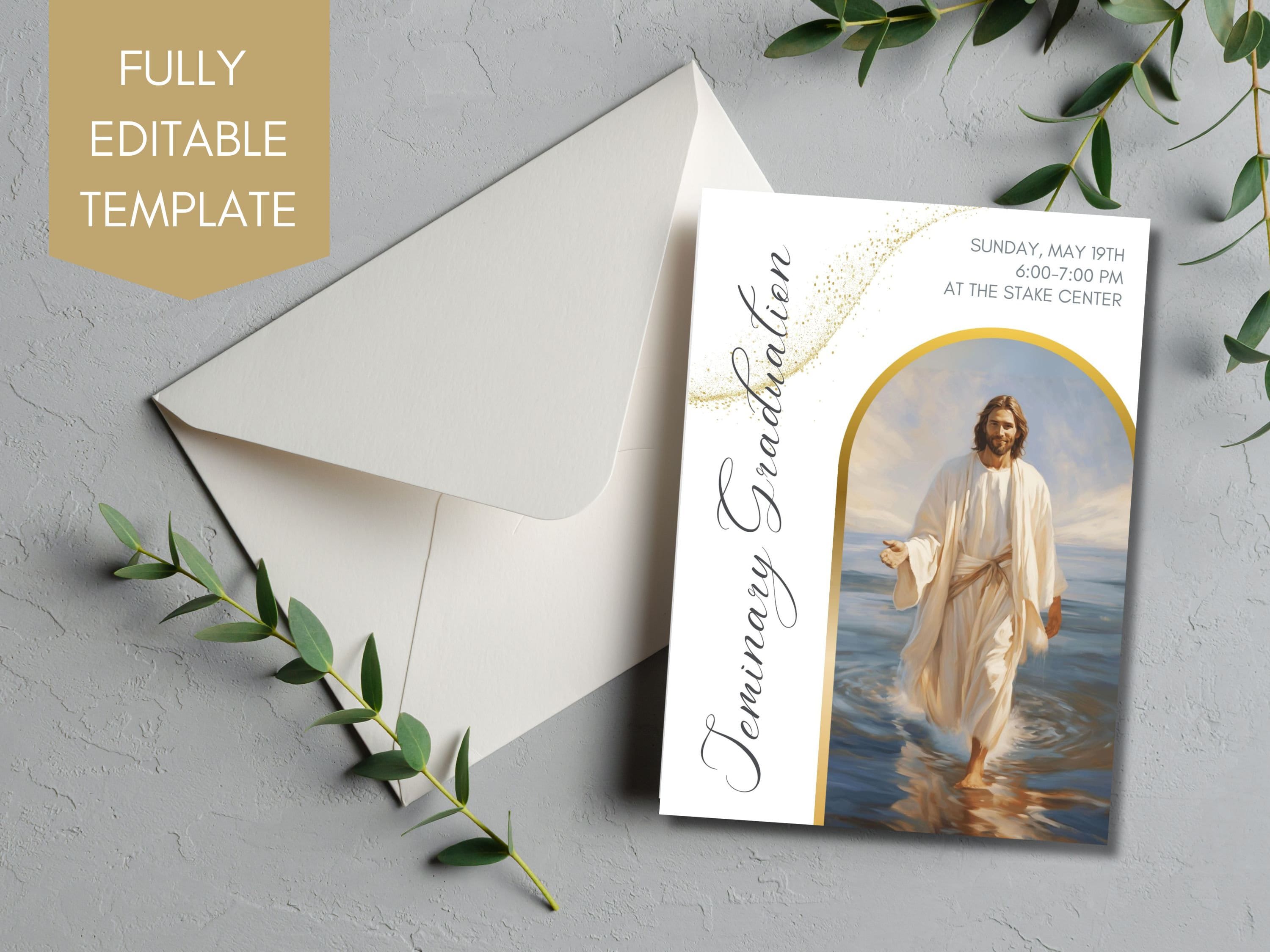 Seminary Graduation Invitation & Poster, Simple Editable Canva Template ...