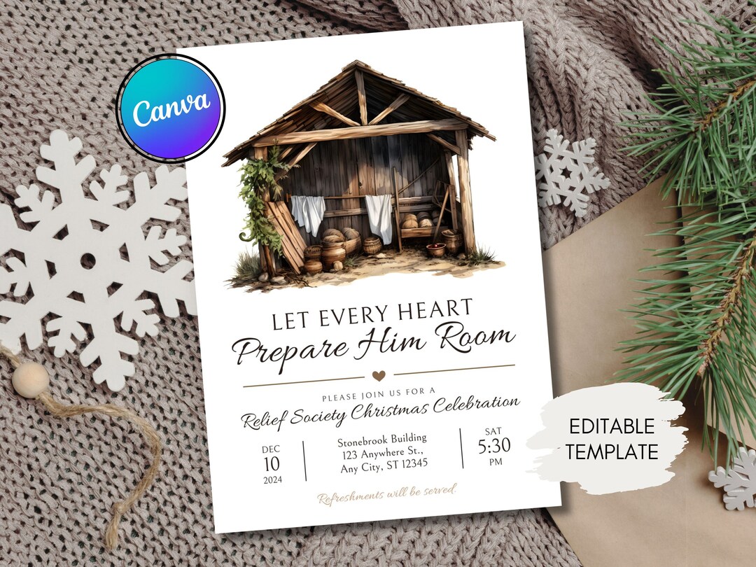 Let Every Heart - Editable Religious Christmas Invitation and Poster ...