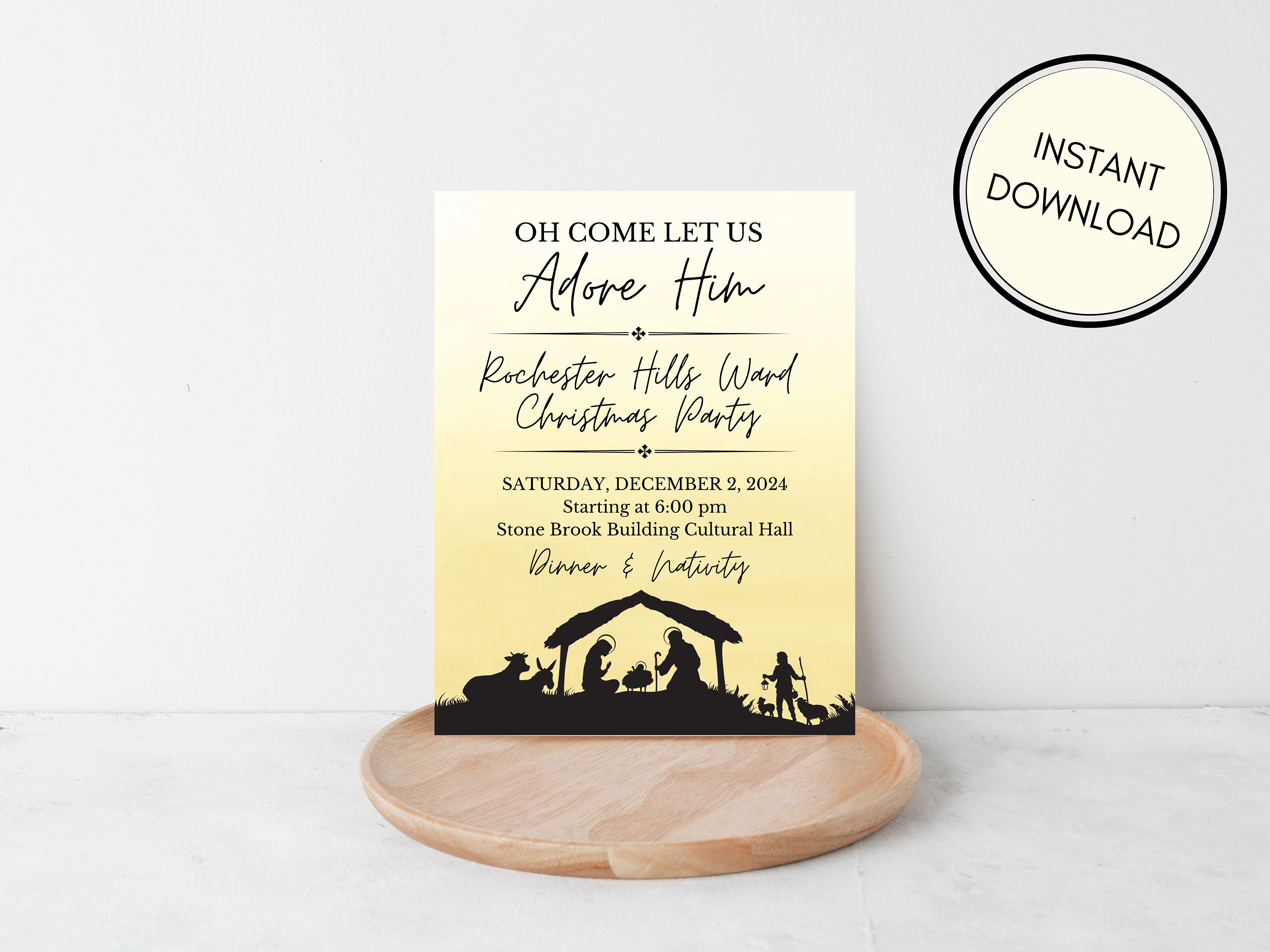 Editable Religious Christmas Party Invitation and Poster, Nativity ...