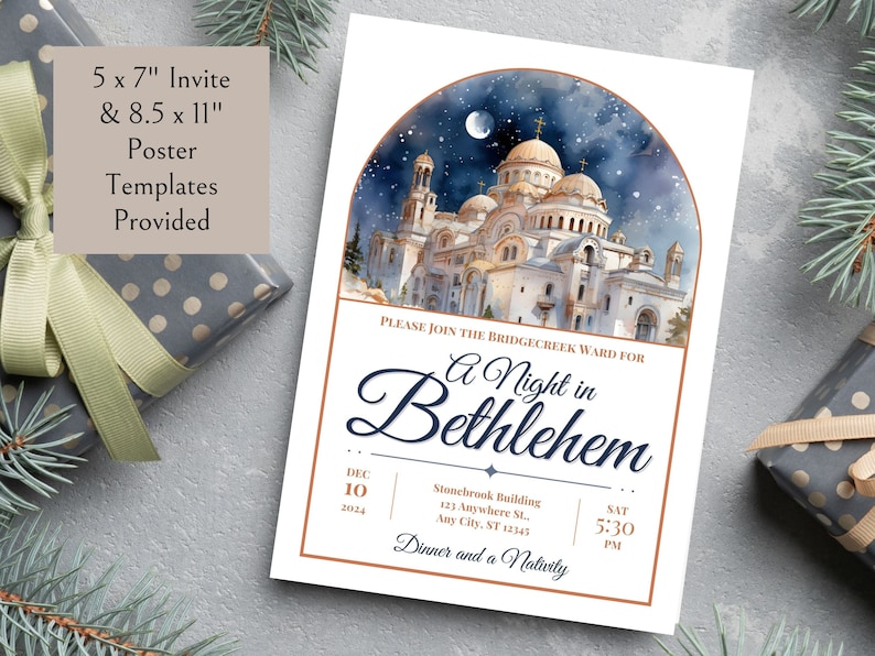 A Night in Bethlehem - Editable Religious Christmas Invitation and ...