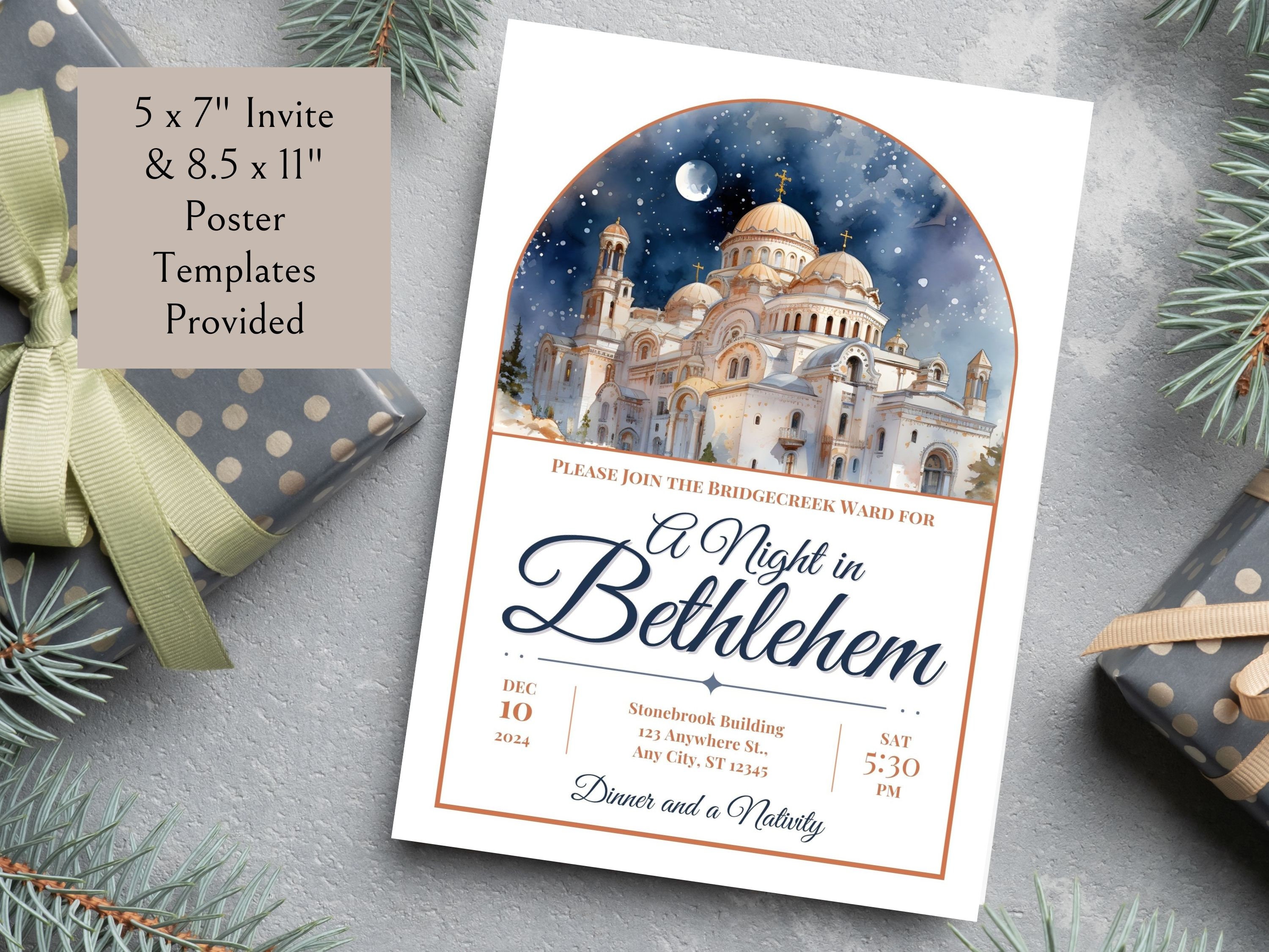 A Night in Bethlehem - Editable Religious Christmas Invitation and ...