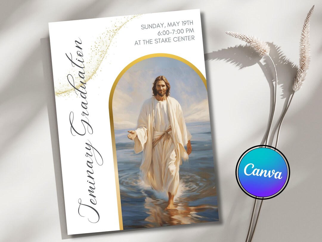 Seminary Graduation Invitation & Poster, Simple Editable Canva Template ...
