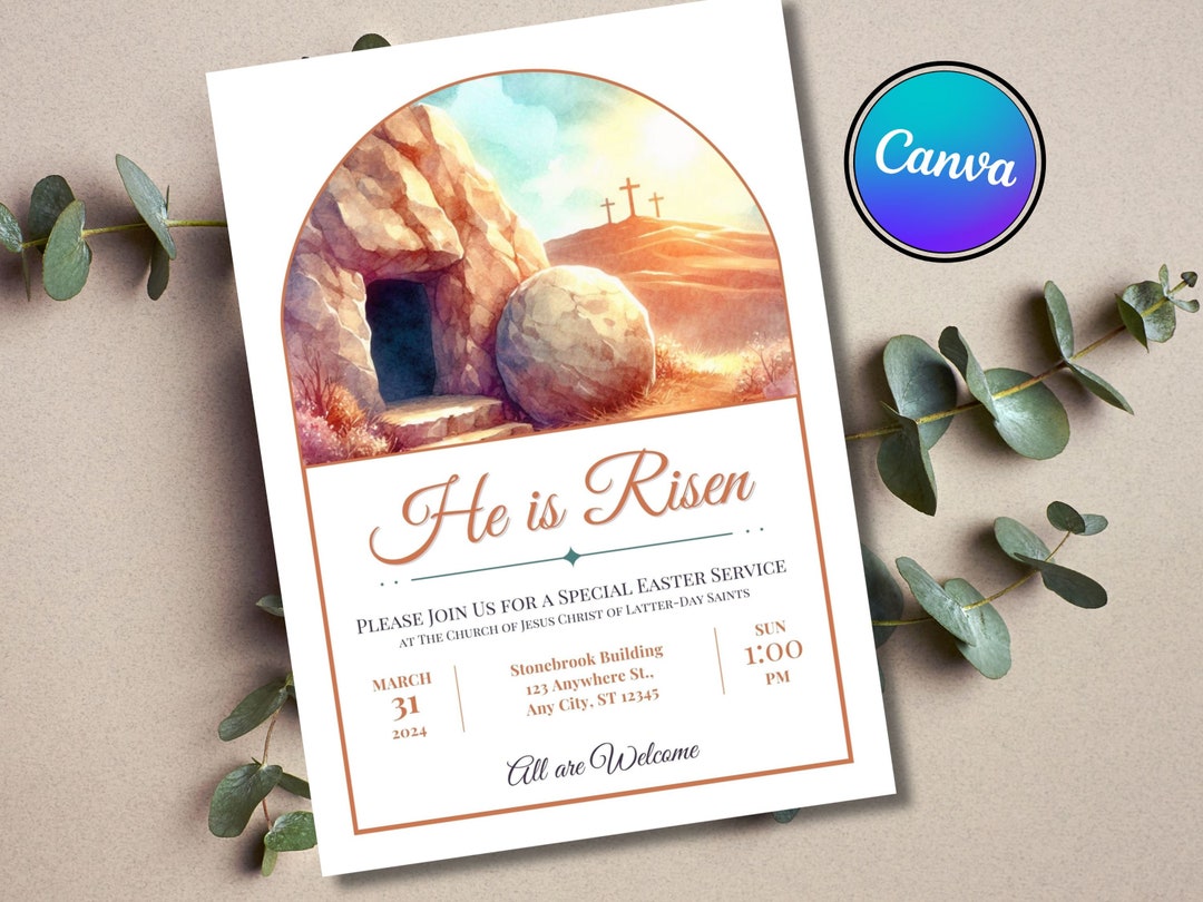 Editable Christian Easter Invitation and Poster, Simple Canva Template ...
