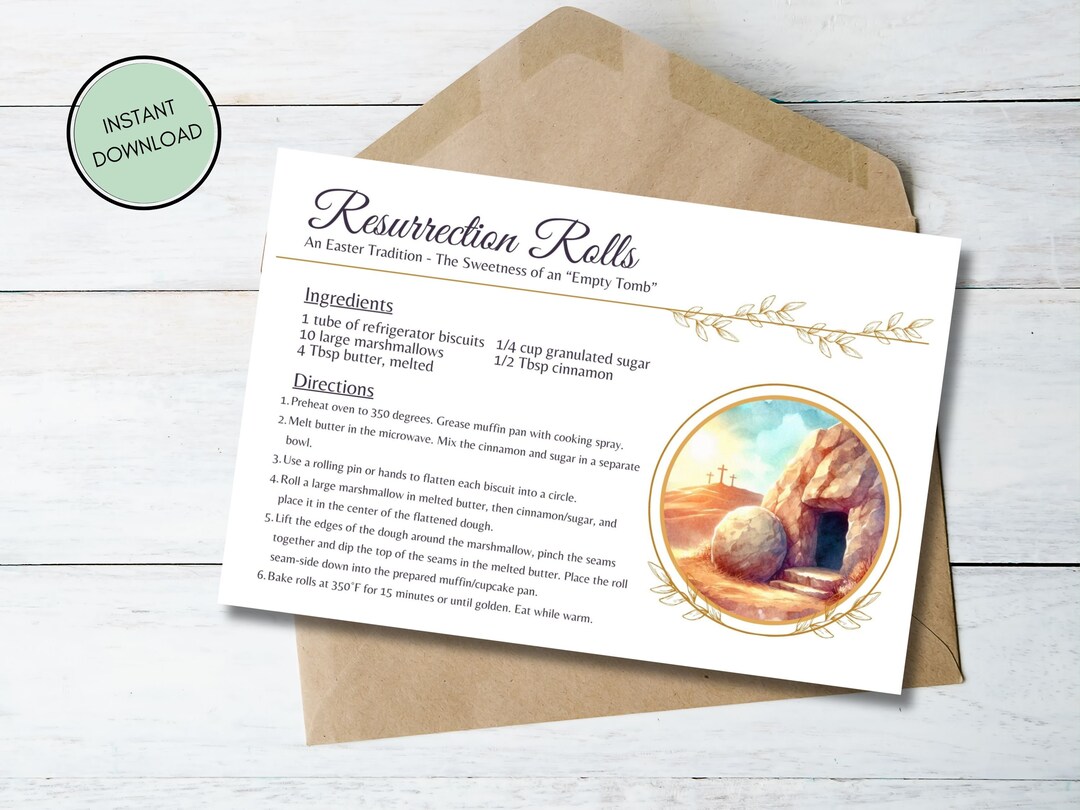 Resurrection Rolls Recipe Card - Easter Printable - Ministering Gift ...