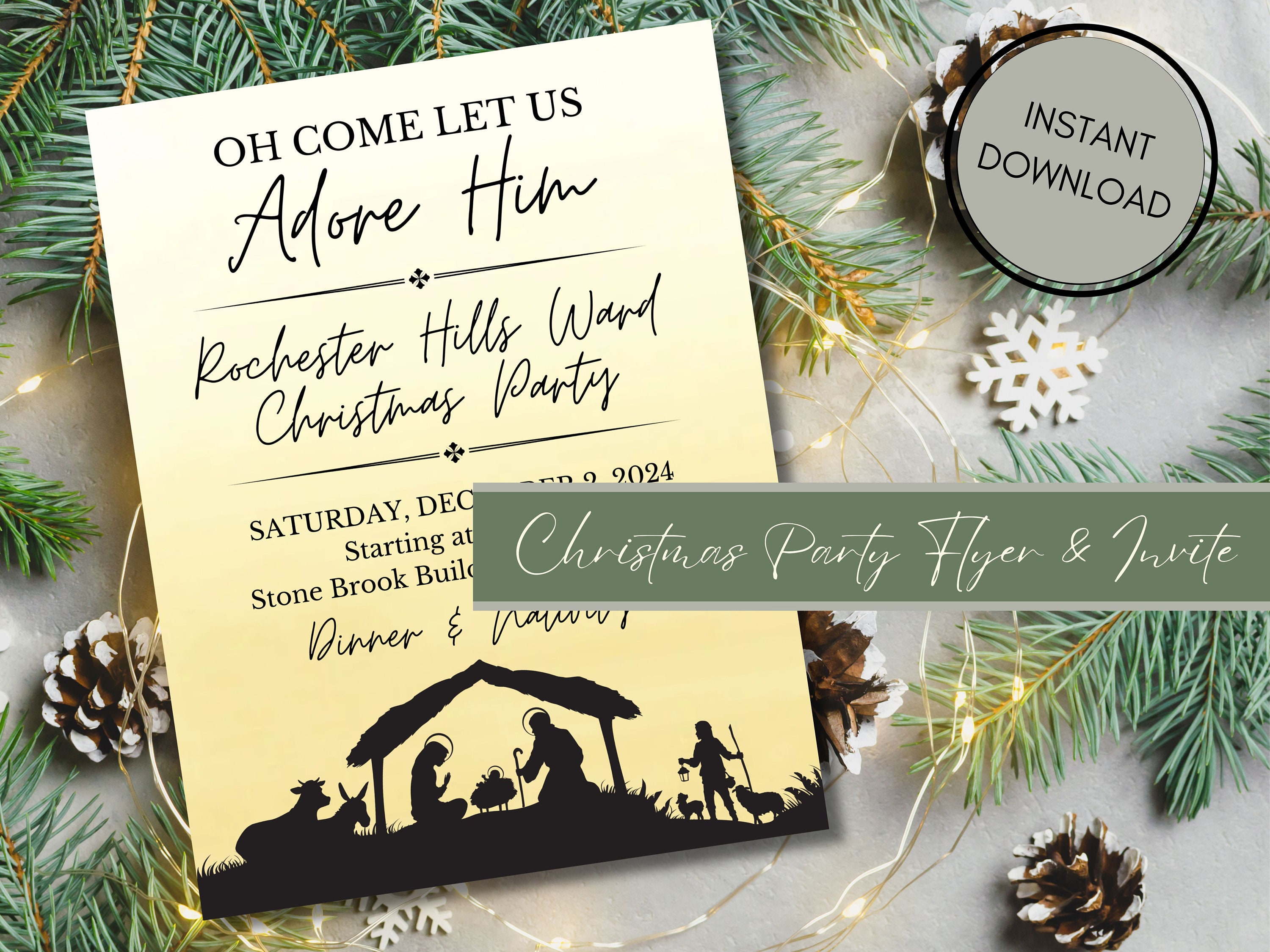 Editable Religious Christmas Party Invitation and Poster - Etsy