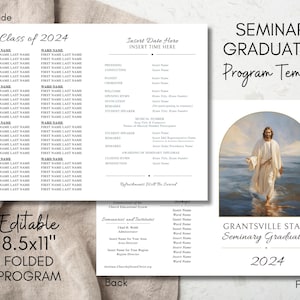 Seminary Graduation Program, Simple Editable Canva Template, Digital ...