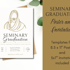 Seminary Graduation Invitation & Poster, Simple Editable Canva Template ...