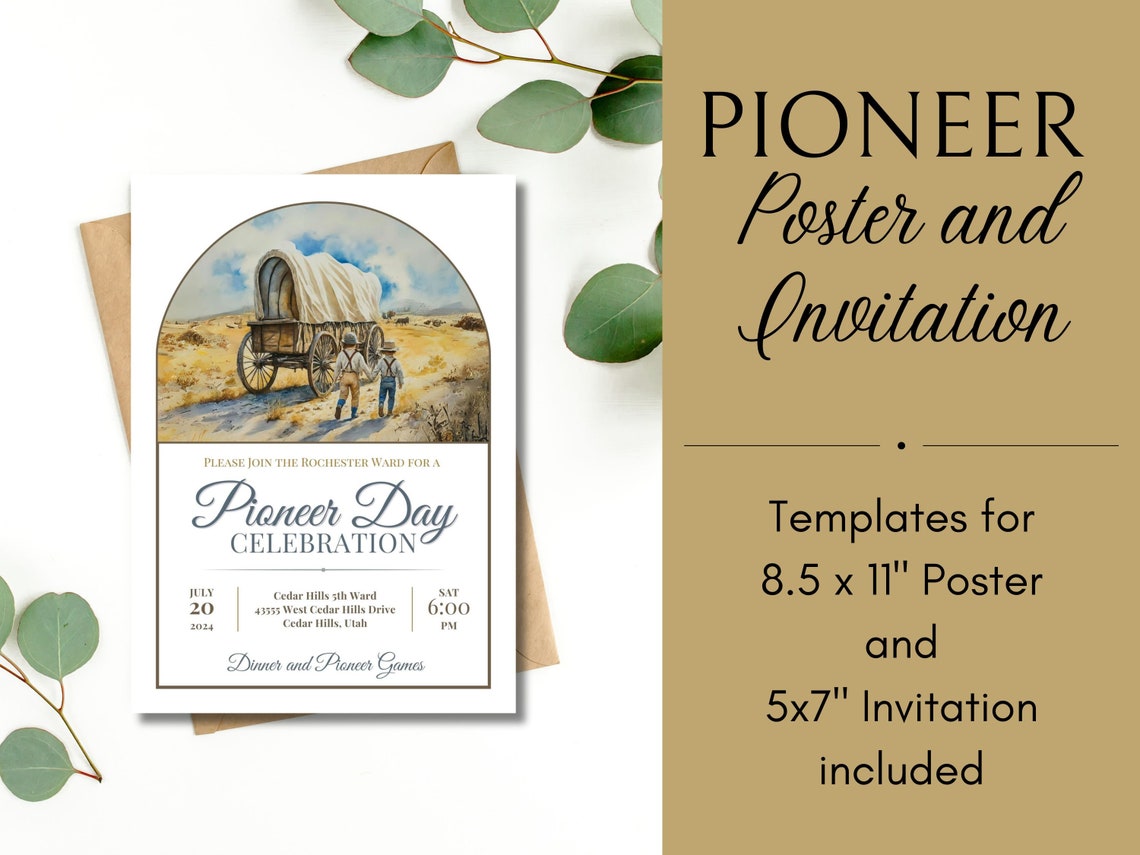 Editable Pioneer Day Invitation and Poster, Simple Canva Template ...