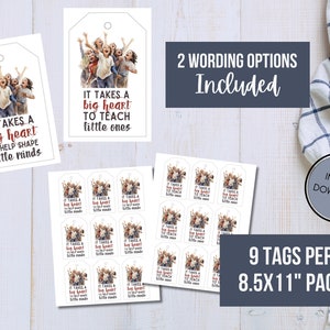 Teacher Appreciation Gift Tags - "it Takes a Big Heart" - Instant ...