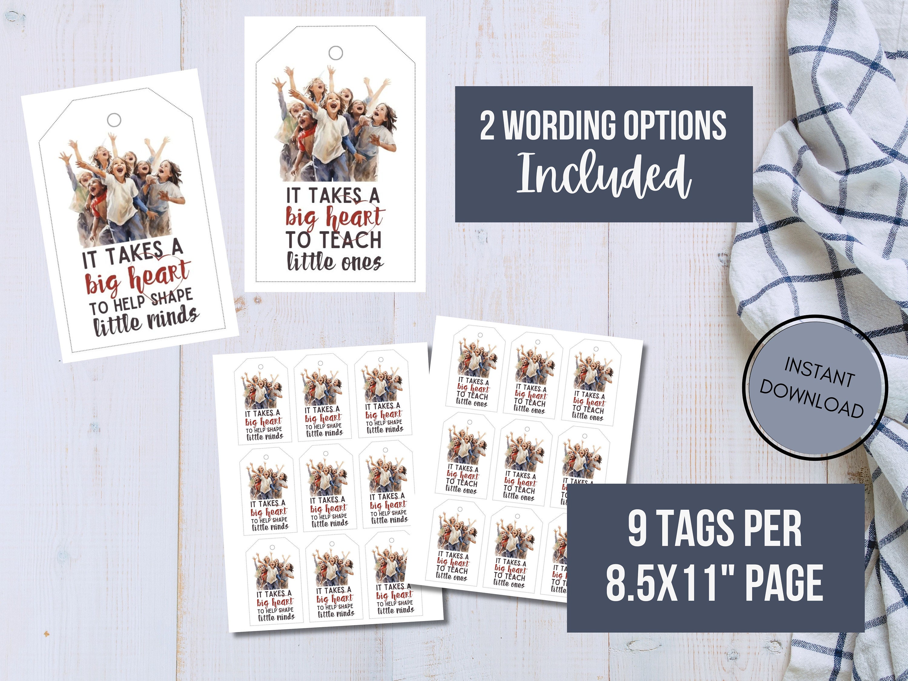 Teacher Appreciation Gift Tags - "it Takes a Big Heart" - Instant ...