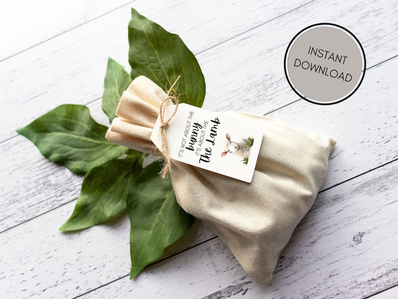 Religious Easter Gift Tag Easter Bunny Lamb Christian Gift Tag Lamb ...