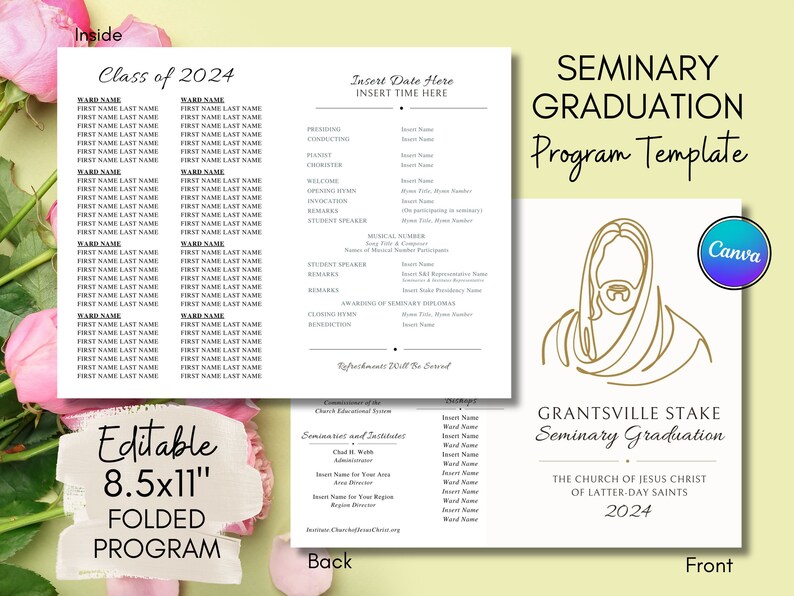 Seminary Graduation Program - Minimalist Art, Simple Editable Canva ...