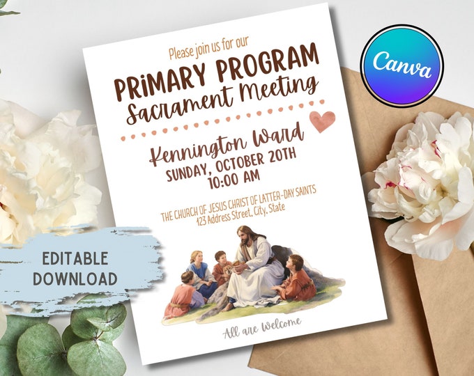 Primary Program Invitation Children's Sacrament Meeting Editable ...