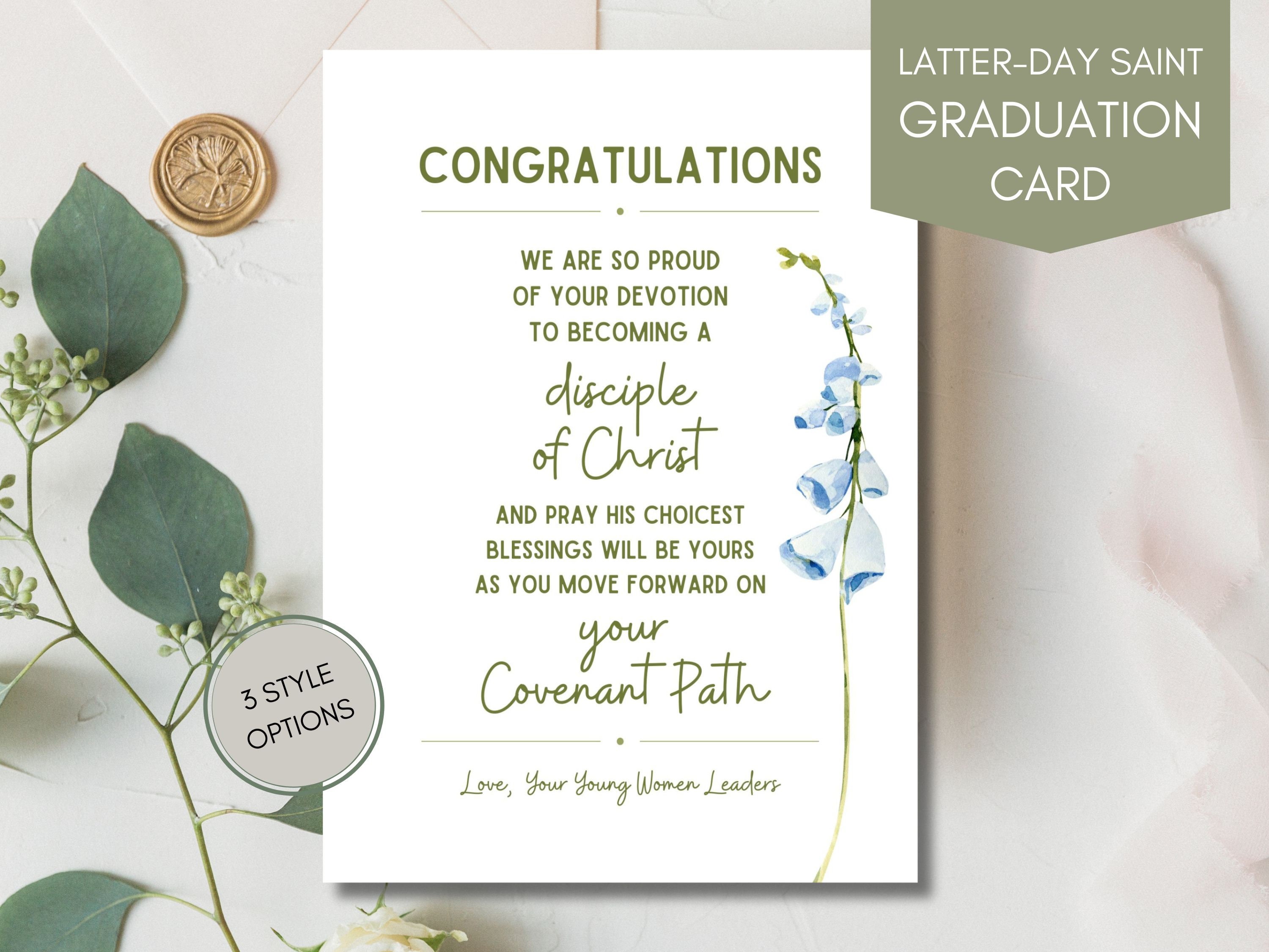 Latter-day Saint Graduation Card, Seminary, Simple Editable Canva ...