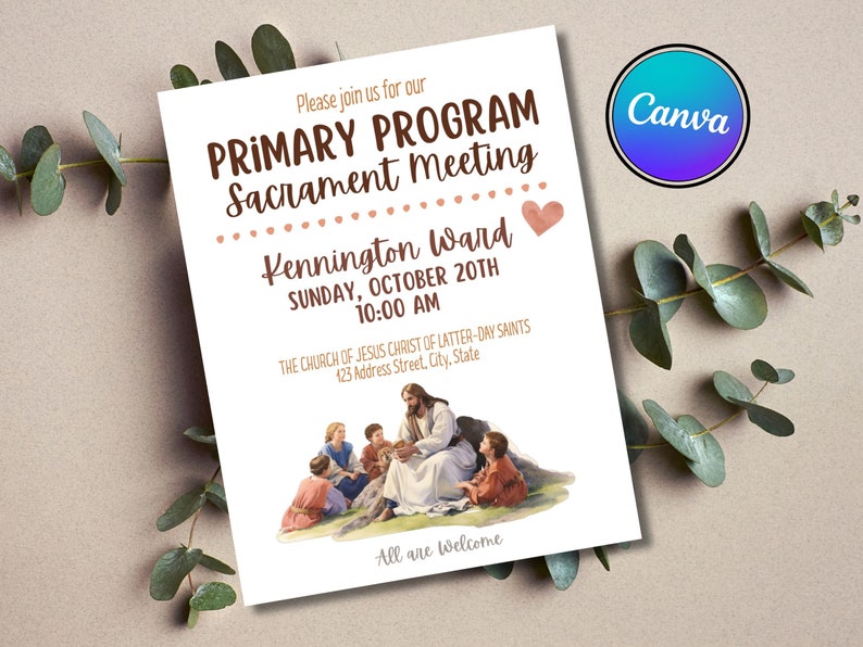 Primary Program Invitation - Children's Sacrament Meeting - Editable ...