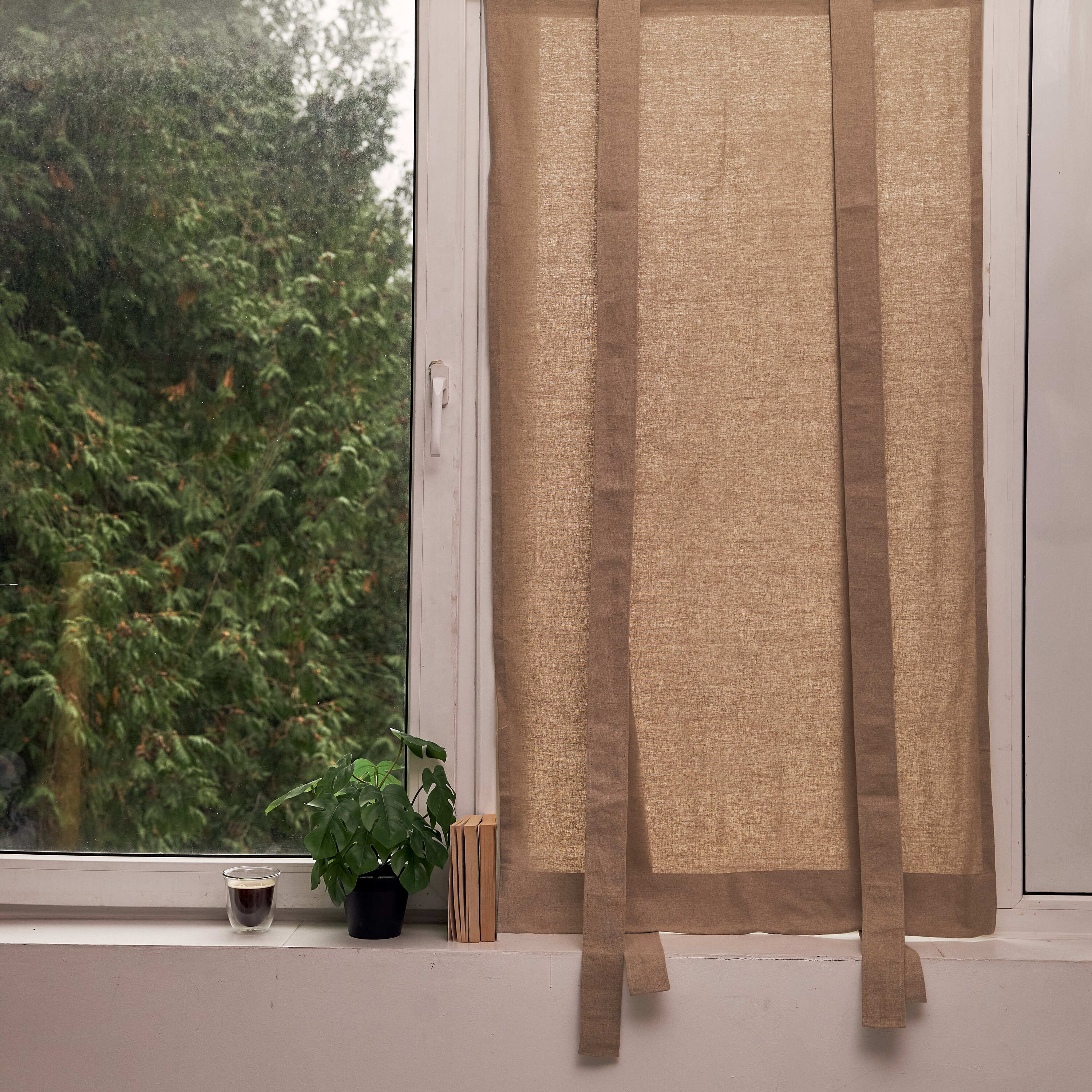 Linen Roll up Curtains, Curtains for Kitchen Valance, Tie up Linen ...