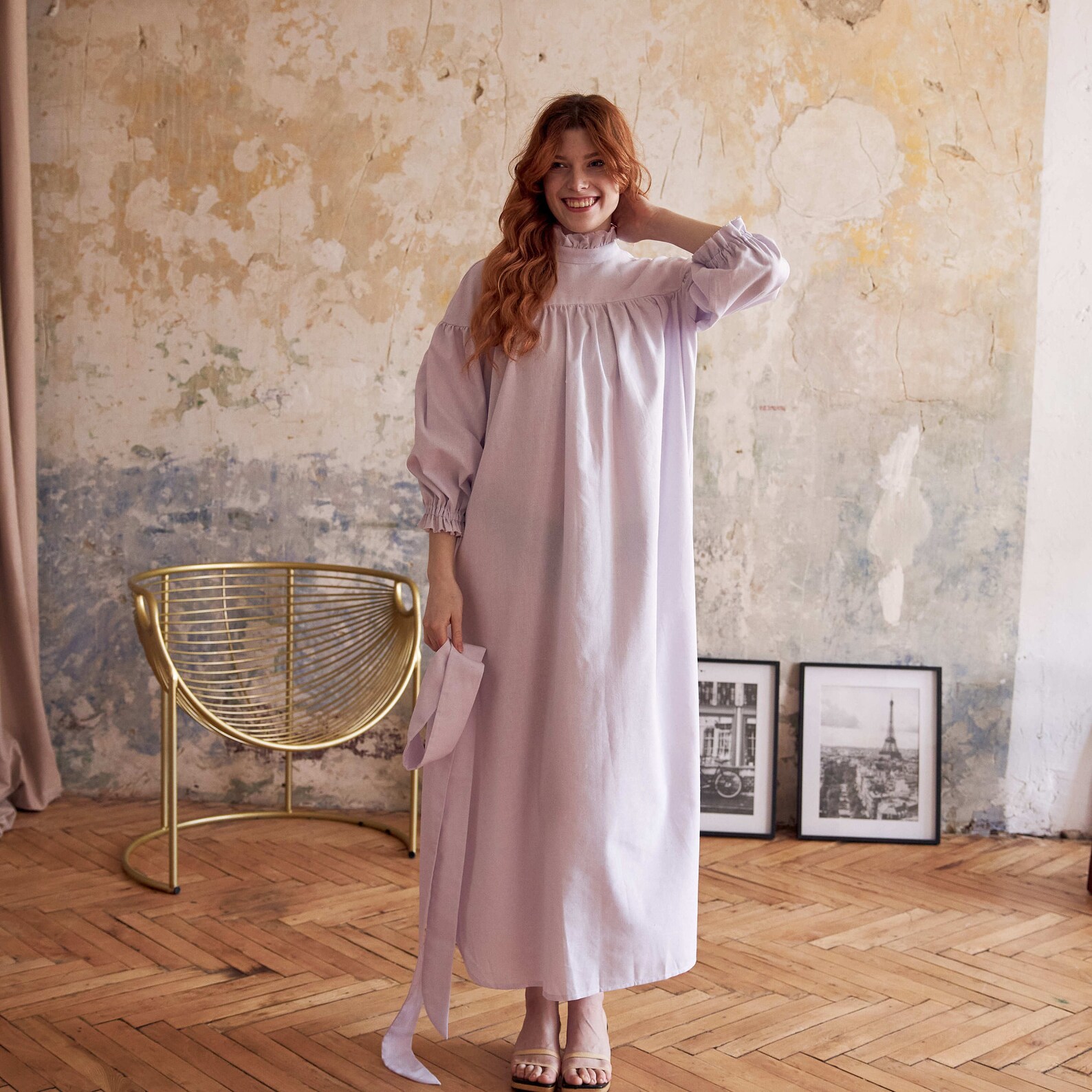 Linen Long Sleeve Dress, Pure Linen Dress, Organic Dress Womens ...