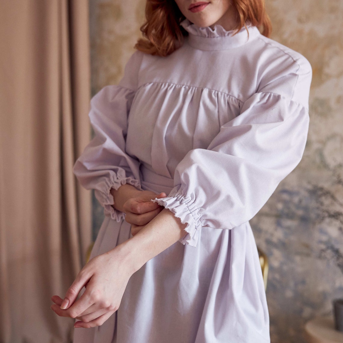 Linen Long Sleeve Dress, Pure Linen Dress, Organic Dress Womens ...