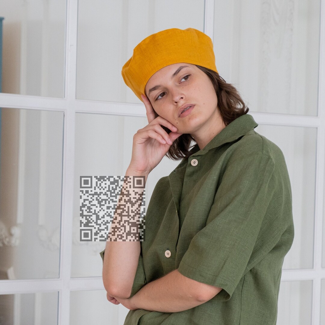Linen Beret, Handmade Beret, Beret for Women, Oversized Beret, Beret Hat, Mens Beret, Blue Beret ...