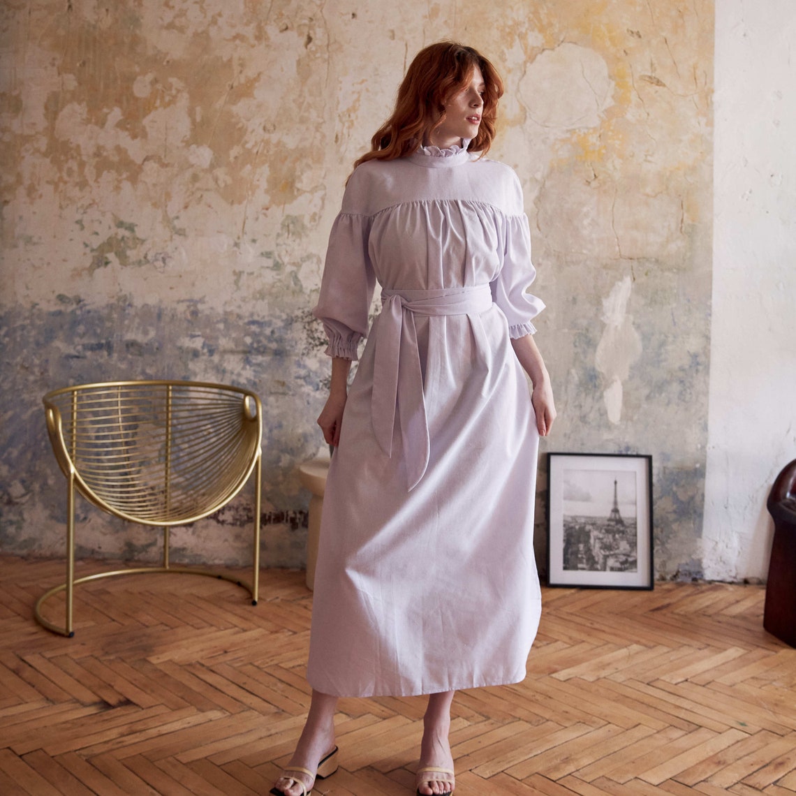 Linen Long Sleeve Dress, Pure Linen Dress, Organic Dress Womens ...