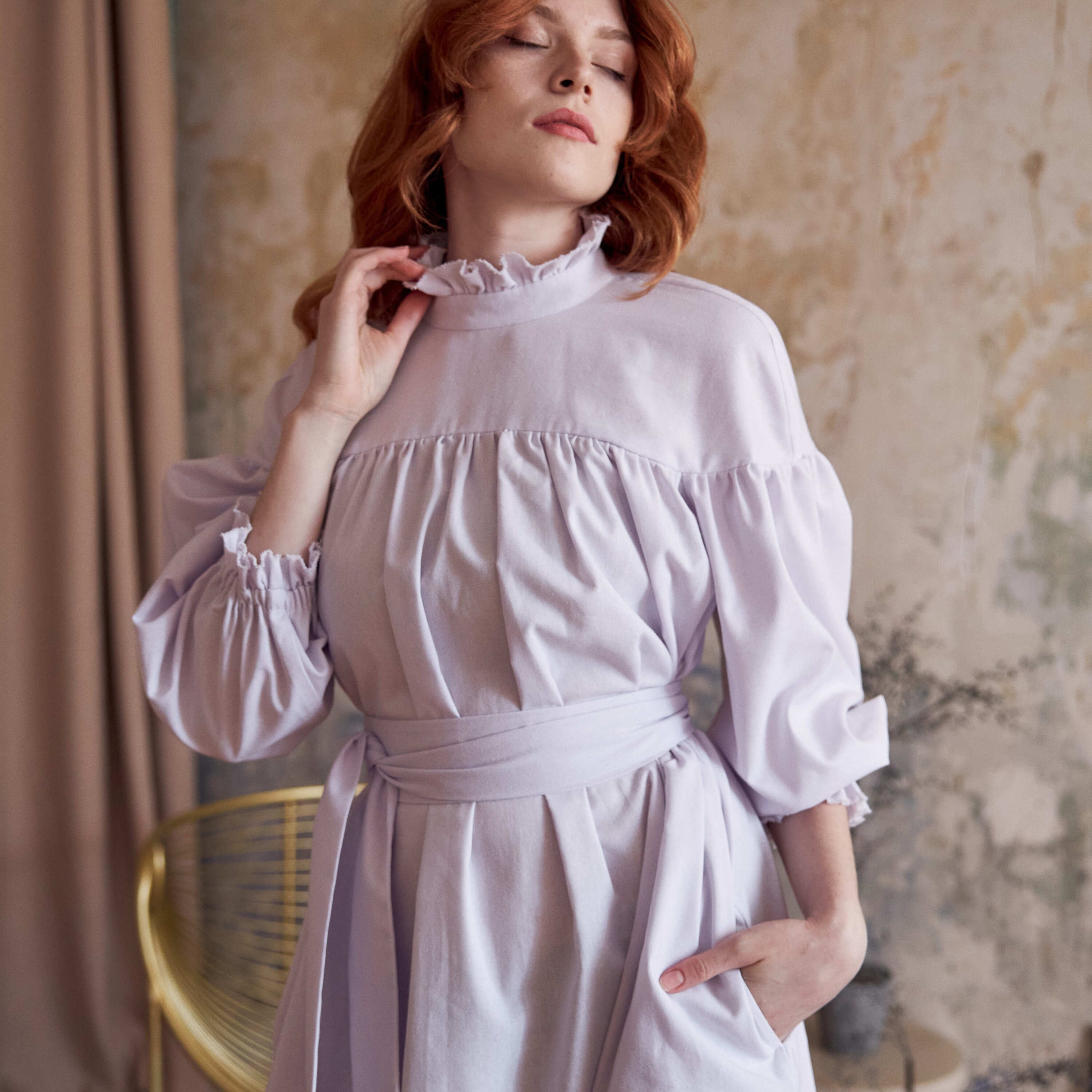 Linen Long Sleeve Dress, Pure Linen Dress, Organic Dress Womens ...