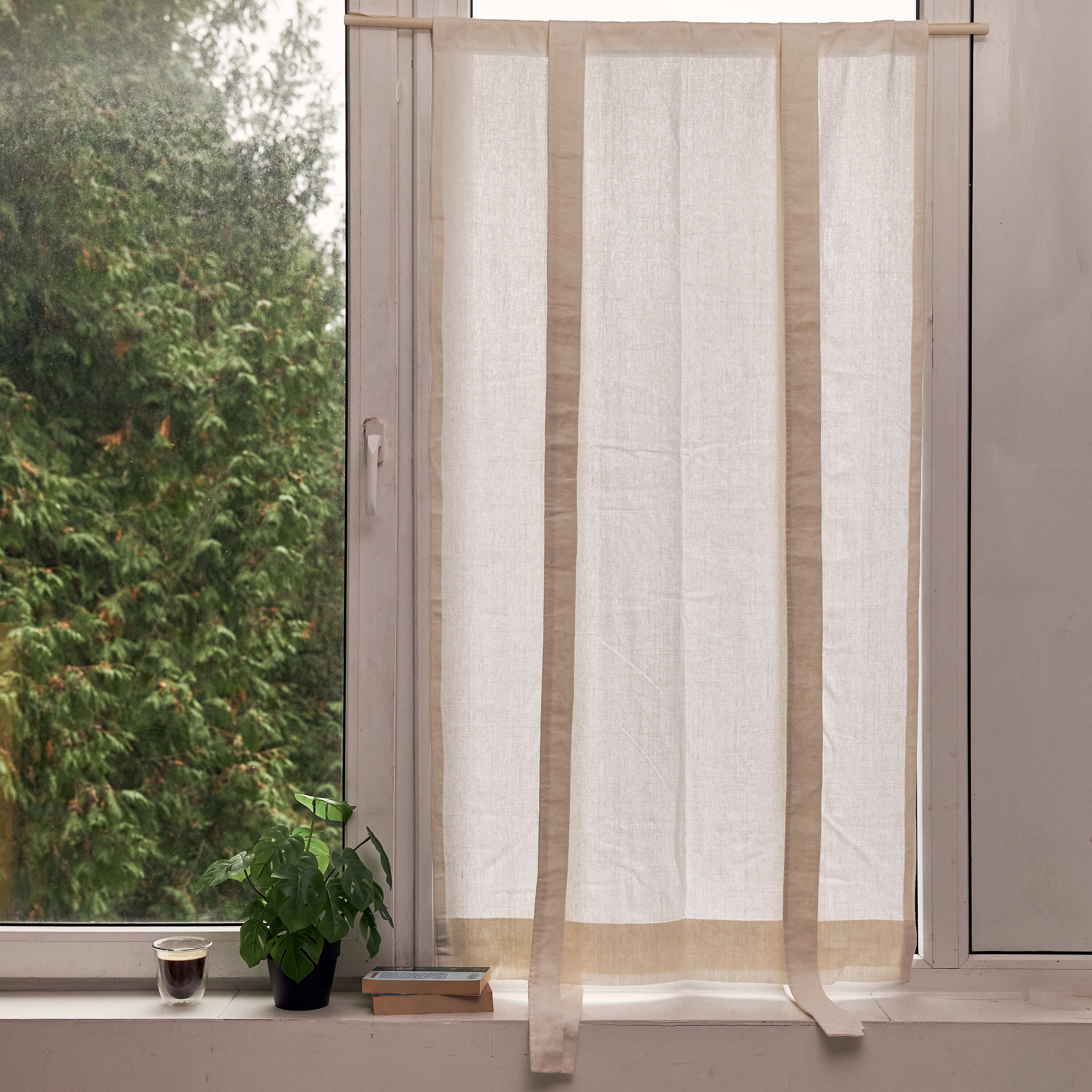 Linen Roll up Curtains, Curtains for Kitchen Valance, Tie up Linen ...