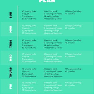 Workout Plan Sheet - Etsy