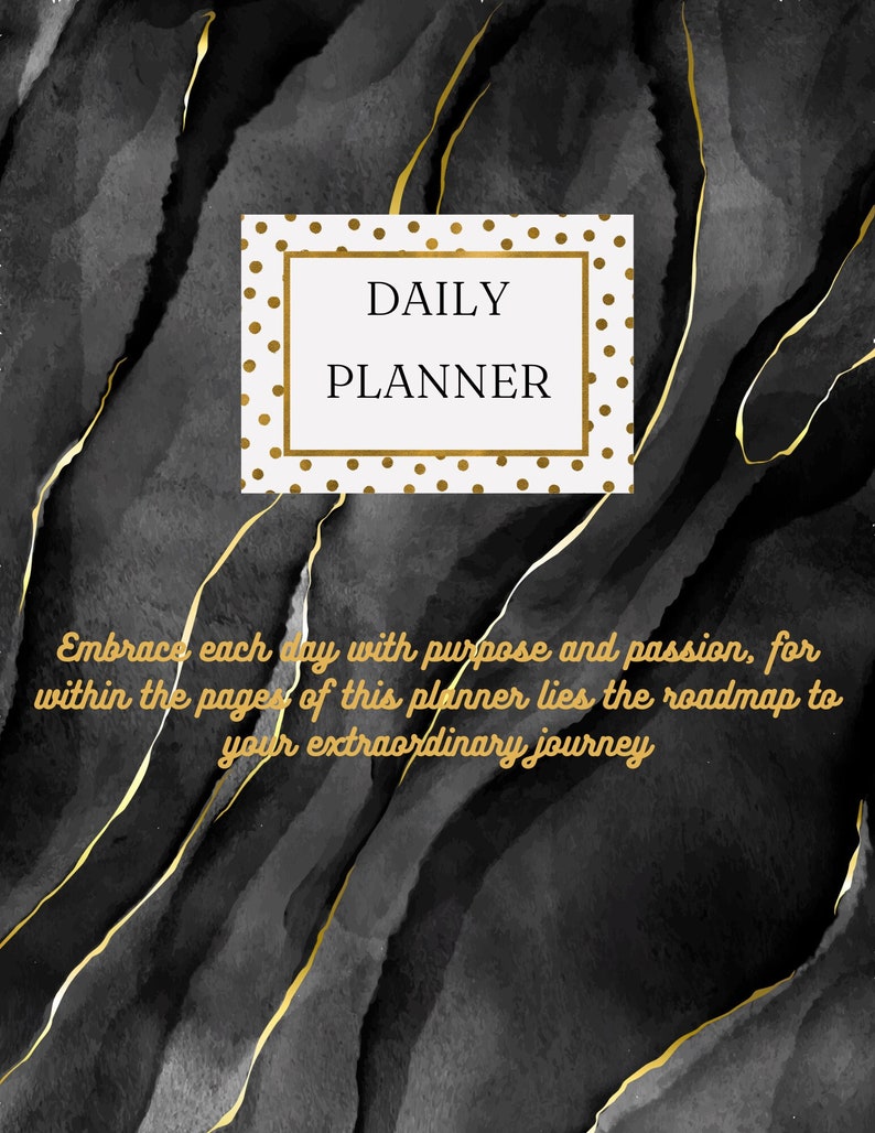 Black and Gold Daily Planner - Etsy