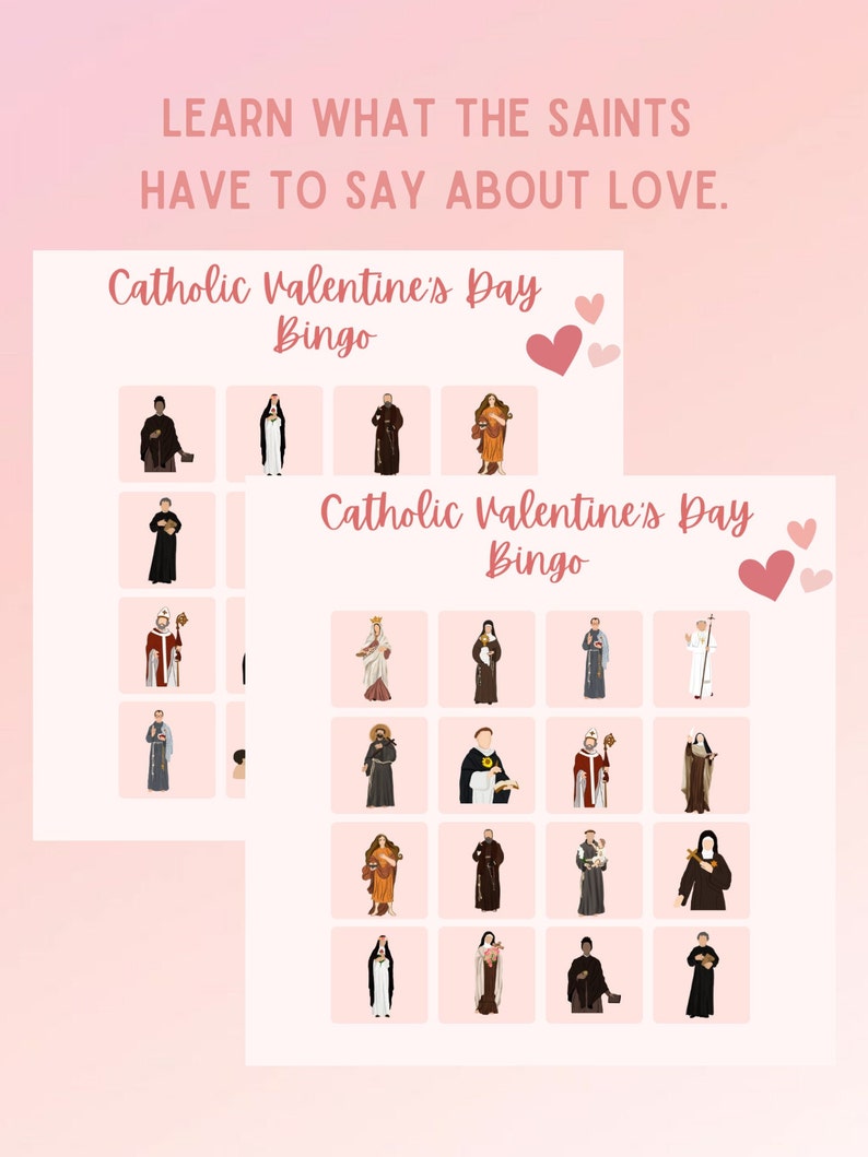 Valentines Bingo for Kids Catholic Valentine Bingo Valentines Kids ...
