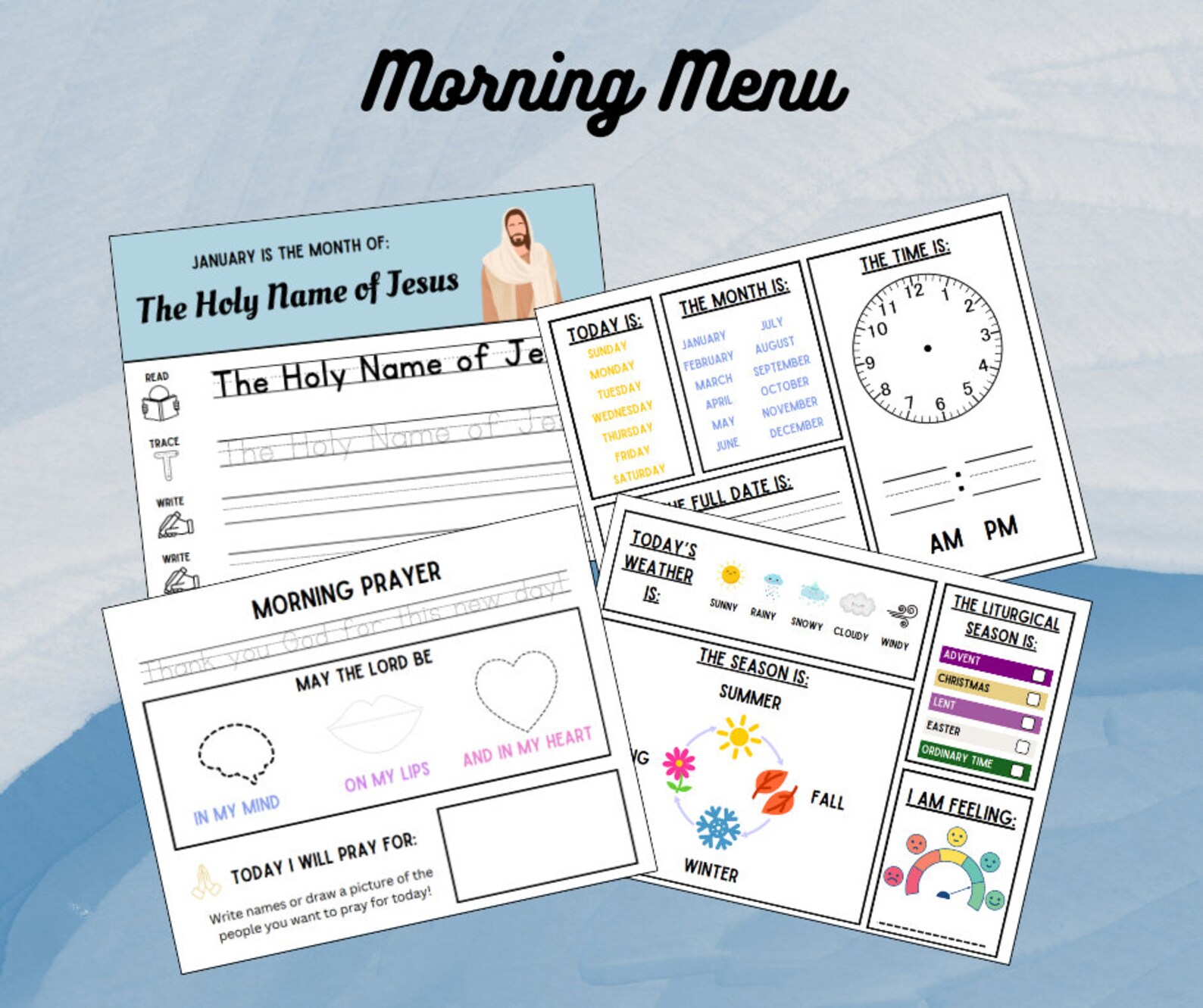 Morning Menu Christian Handwriting Practice Morning Menu Preschool ...