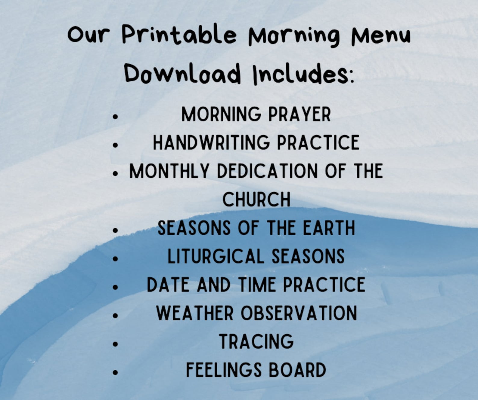 Morning Menu Christian Handwriting Practice Morning Menu Preschool ...