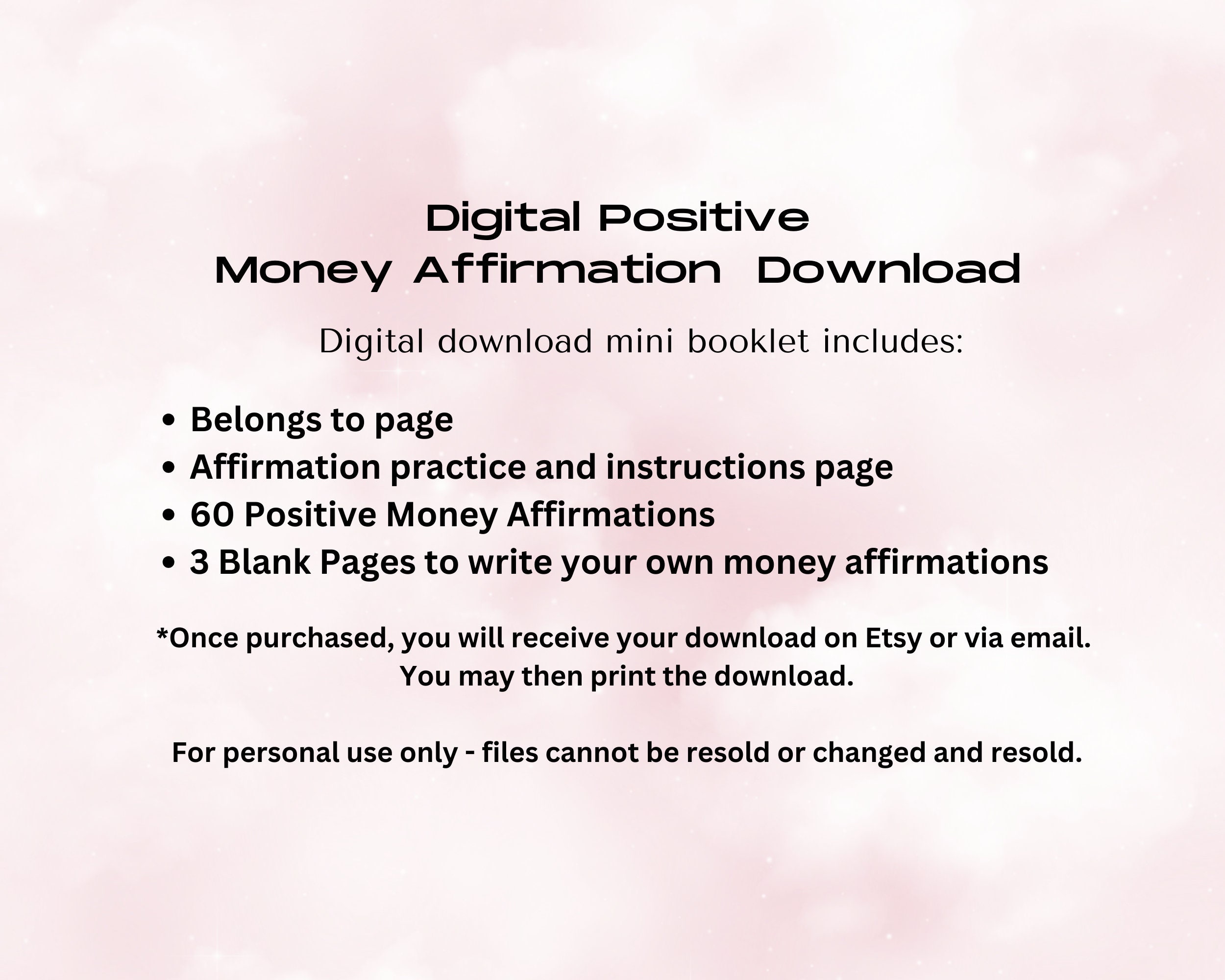 List of 60 Positive Money Affirmations Printable Download - Etsy