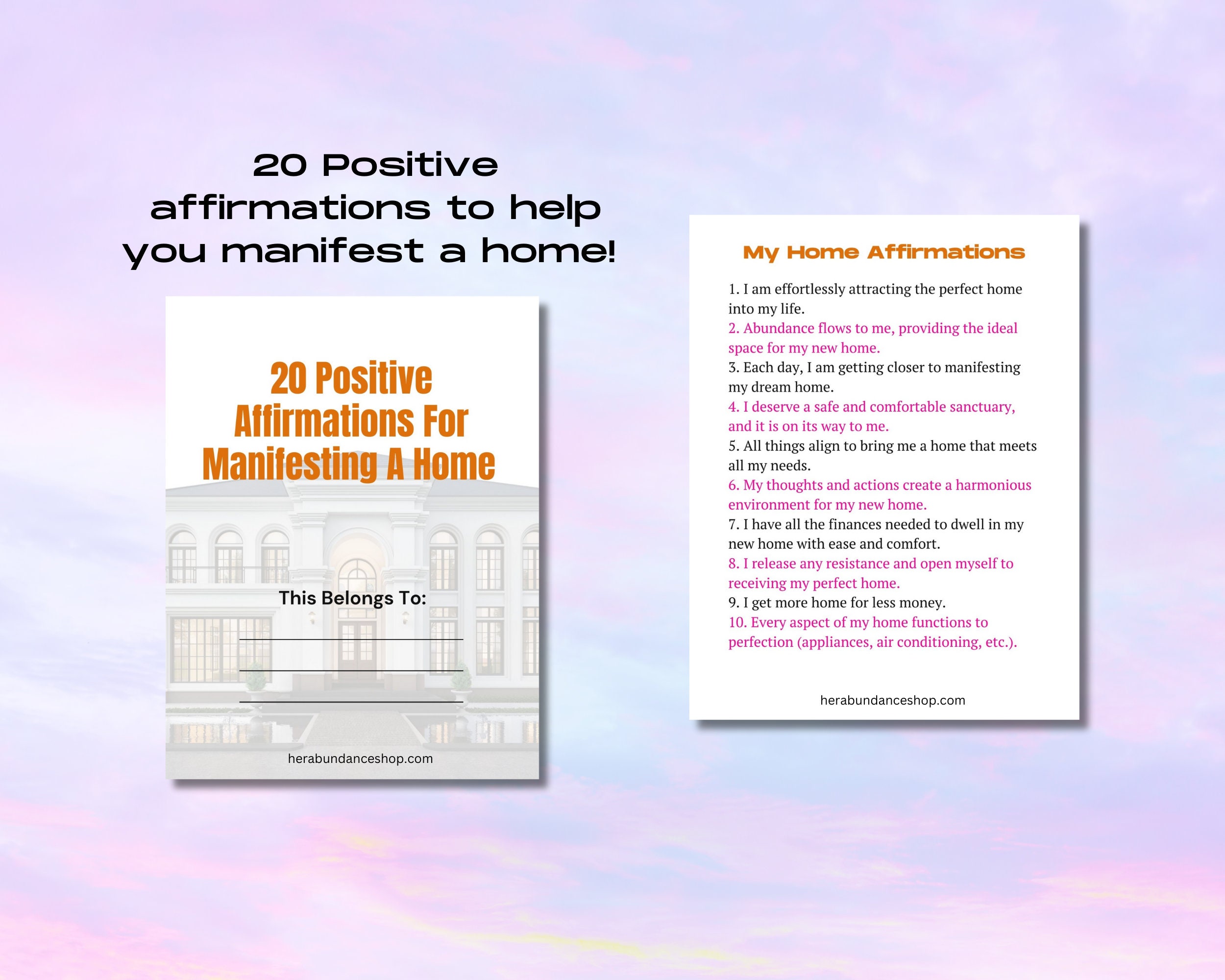 20 Positive Affirmations for Manifesting A Home Printable Download - Etsy