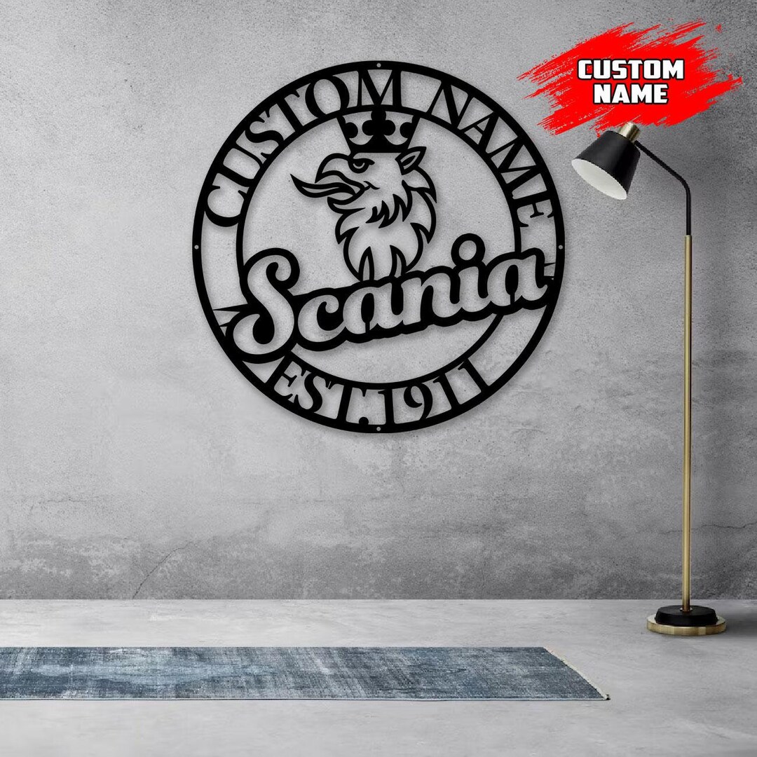 Scania Logo Personalized Metal Sign, Scania Metal Wall Art, Sport Car ...