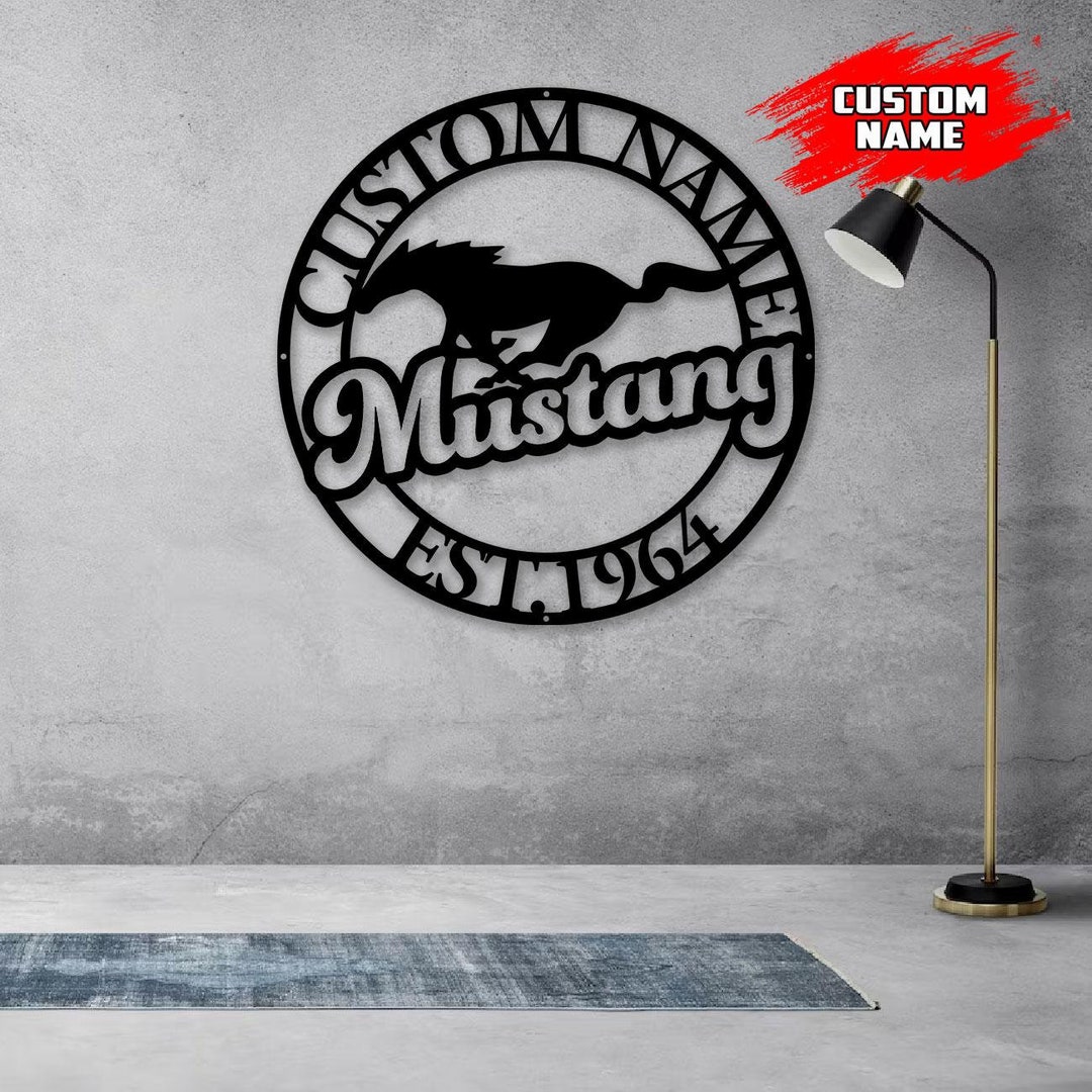 Ford Mustang Logo Personalized Metal Sign, Mustang Metal Wall Art ...
