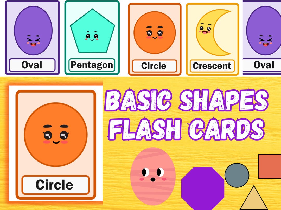 Basic Shapes Flash Cards for Kids,shapes Flash Cards,flashcards for ...
