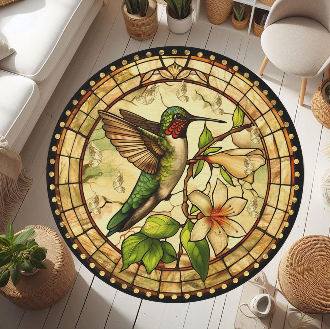 Hummingbird Rug, Round Rug for Living Room, Rugs for Bedroom, Custom ...