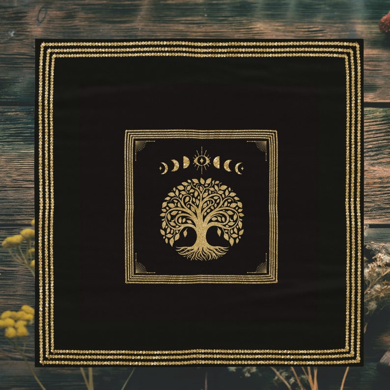 Altar Cloth, Tree of Life Altar Cloth With Moon Cycle, Divination Tools ...