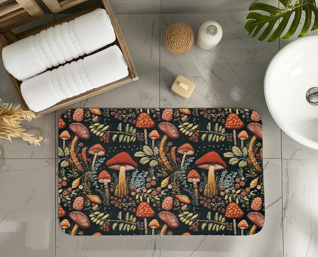 Mushroom Bath Mat, Cute Bathroom Accessories, Cottagecore Bath Mat ...