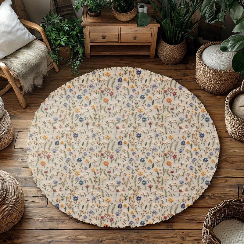 Round Boho Rug - Etsy