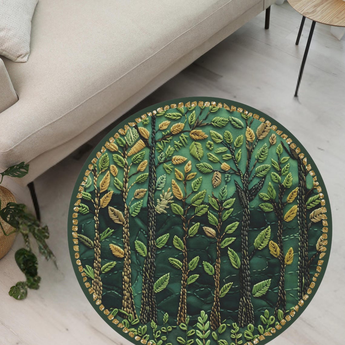 Forest Rug, Round Rugs for Living Room, Rugs for Bedroom, 60”x60 ...