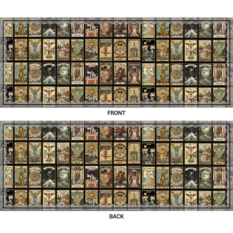 Vintage Tarot Collage Body Pillow, Major Arcana Long Lumbar Support ...